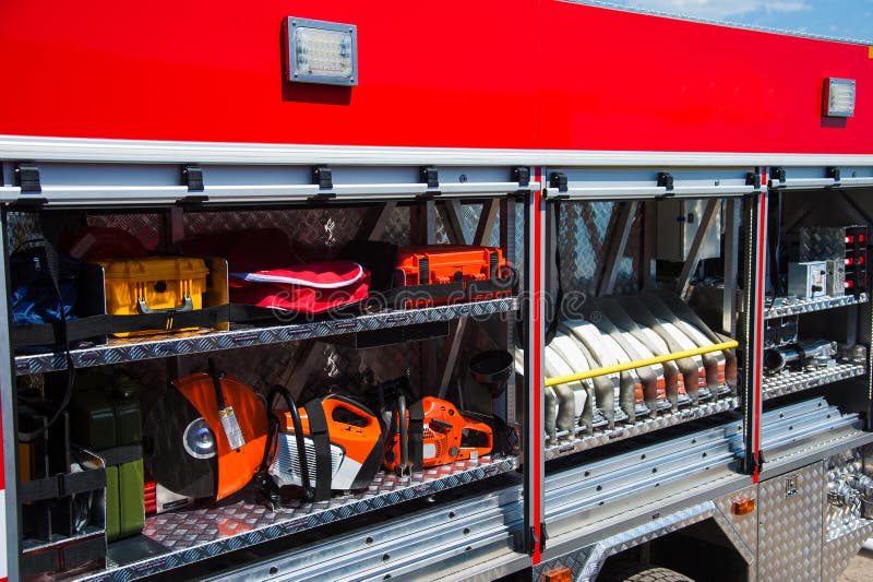 Rescue Fire Truck Equipment Stock Photo - Image of tools, valve: 166780108