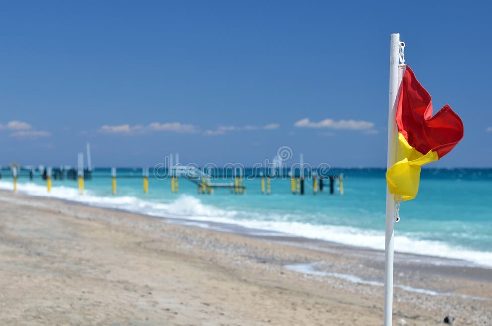Rescue flag on beach stock image. Image of flag, ocean - 92230423