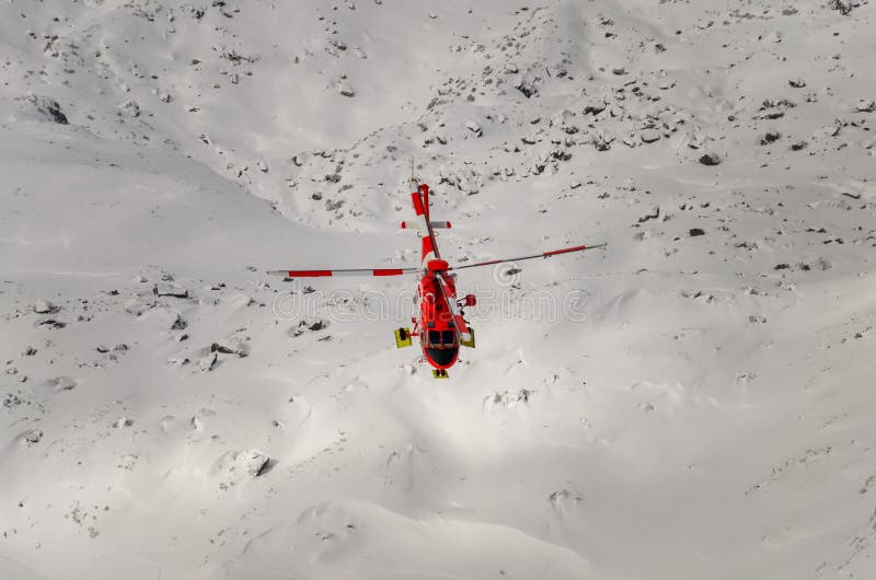Rescue Helicopter in Action in Tatra Mountains Stock Image - Image of ...