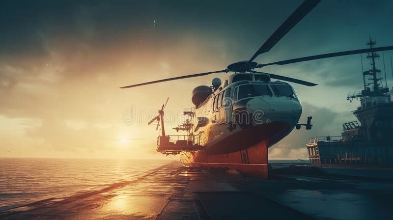 Rescue Helicopter Approaches the Ship, Generated Ai Image Stock ...