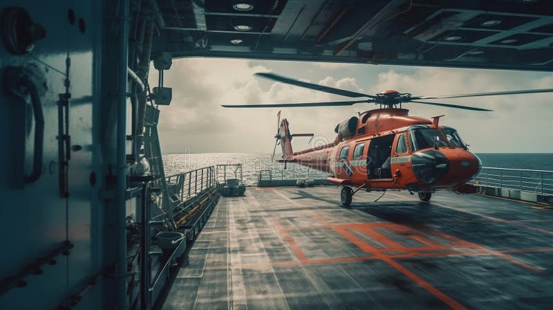 Rescue Helicopter Approaches the Ship, Generated Ai Image Stock ...