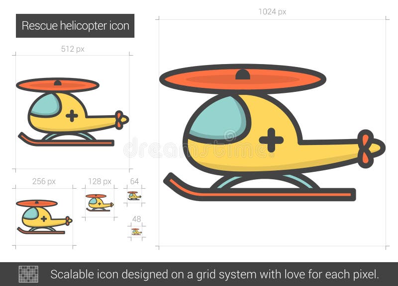 Rescue Helicopter Line Icon. Stock Vector - Illustration of fast ...