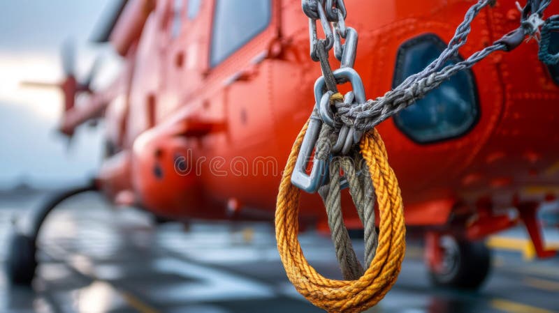 Rescue Helicopter Securing Rope and Metal Fasteners Stock Illustration ...