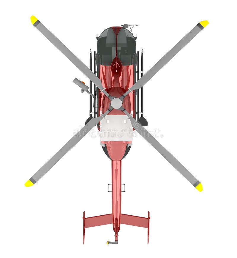 Rescue Helicopter Top View Isolated on White 3d Rendering Stock ...
