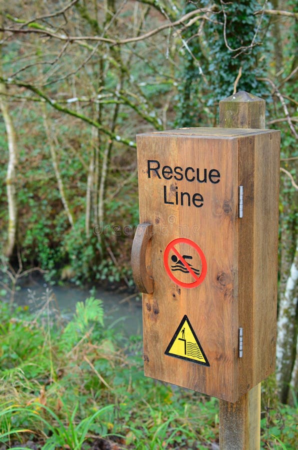 Rescue line beside water. stock image. Image of rope - 48379679