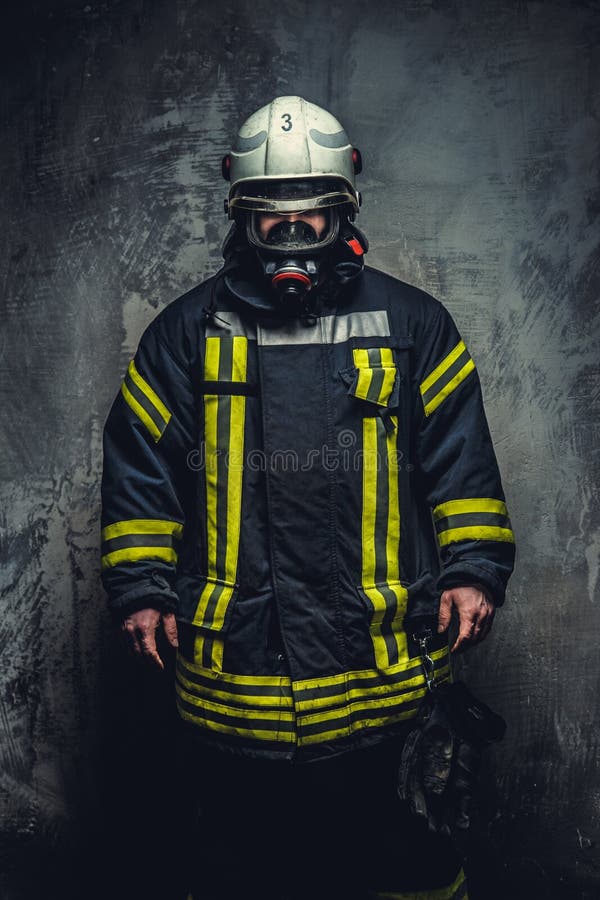 Rescue Man in Firefighter Uniform. Stock Image - Image of rescue ...