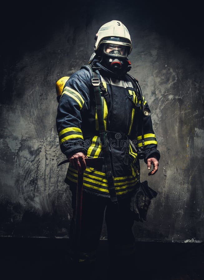 Rescue Man in Firefighter Uniform. Stock Image - Image of portrait ...