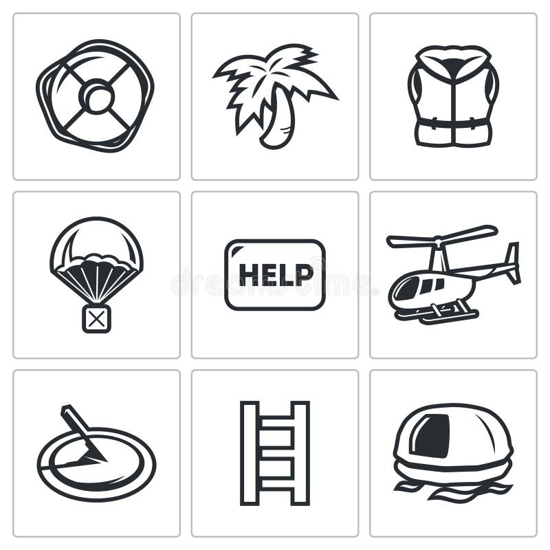 Rescue Operation Icons Set. Vector Illustration. Stock Illustration ...