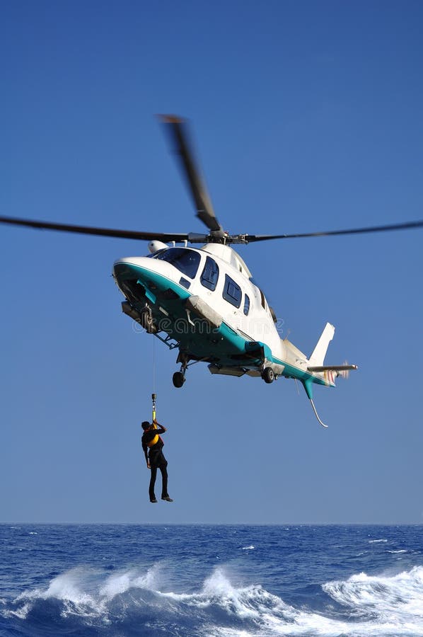Rescue Operation At Sea By Helicopter Stock Photo - Image of ...