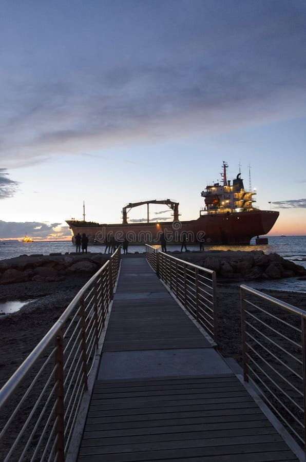 Rescue Operations of a Beached Cargo Ship Stock Photo - Image of ...