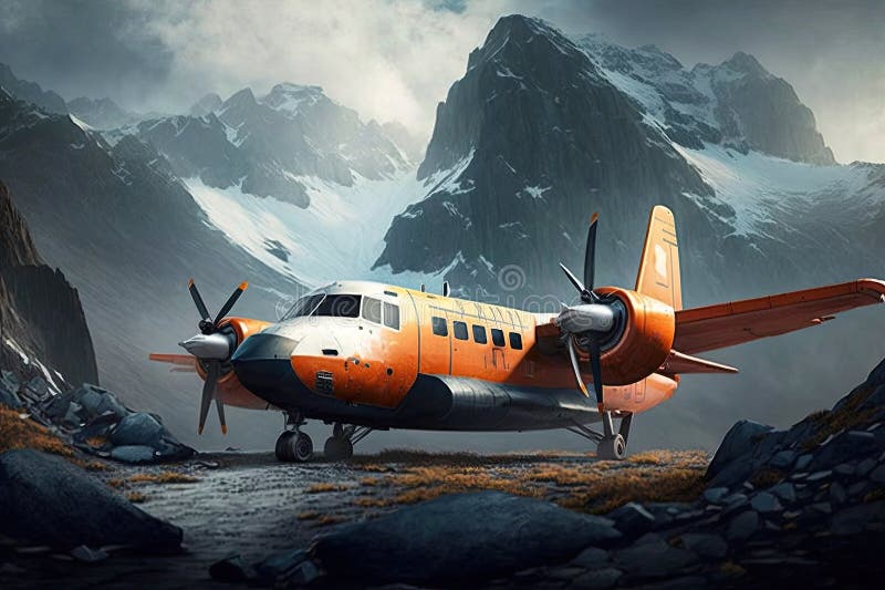 A Rescue Plane in the Mountains. Generative AI Stock Illustration ...