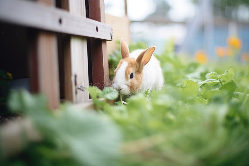 Rescue Rabbit in a Secure and Clean Hutch Stock Photo - Image of animal ...