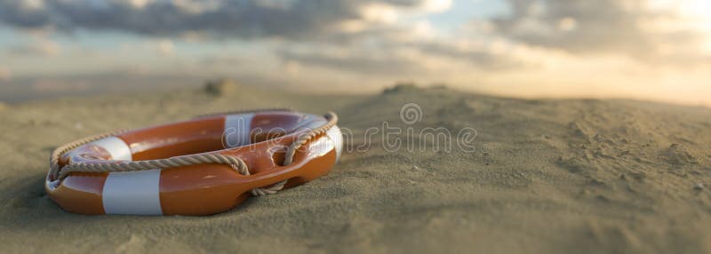Rescue Ring on a Beach 3d Render Stock Image - Image of render, beach ...