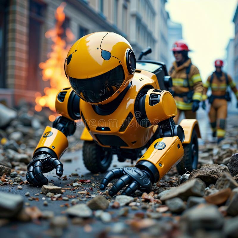 Robotic Aid in Crisis: Assisting Rescue Operations, Generative Ai Stock ...