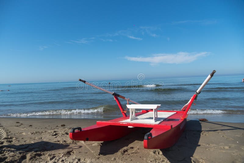 Rescue rowing catamaran stock photo. Image of holiday - 227492824