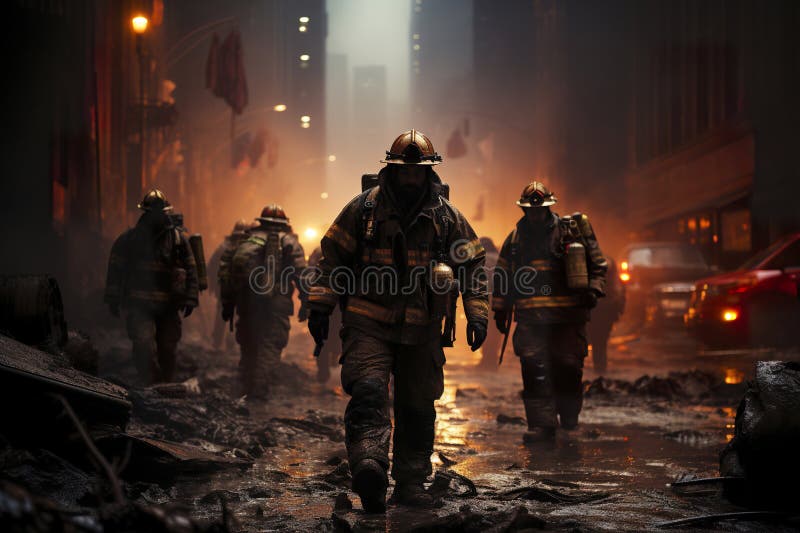 Rescue Service in Emergency Situations. Firefighters Work Save Life ...