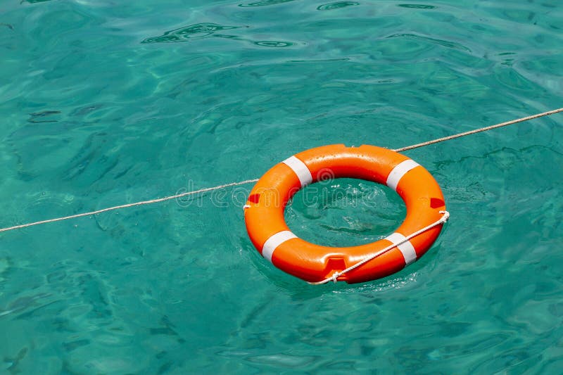 Rescue Swimming Float on Blue Sea. Stock Photo - Image of support ...