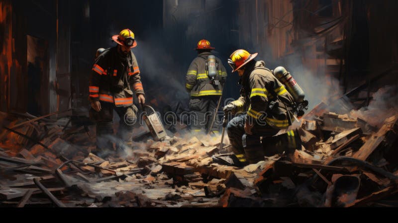 The Rescue Team is Working at the Site of the Man-made Disaster ...