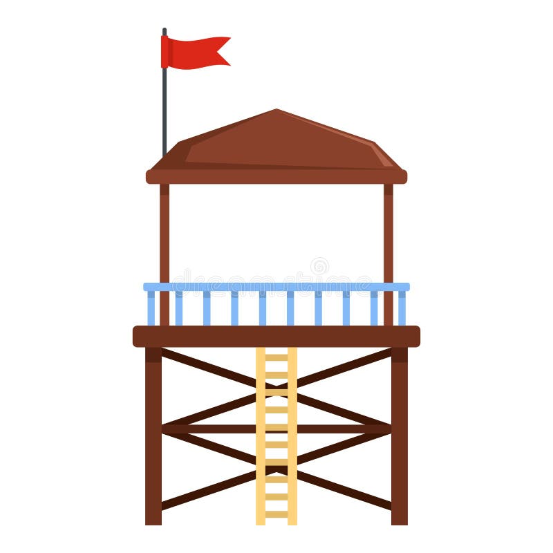 Rescue Tower Icon, Flat Style Stock Vector - Illustration of lifesaver ...