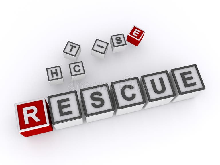 Rescue word block on white stock illustration. Illustration of critical ...