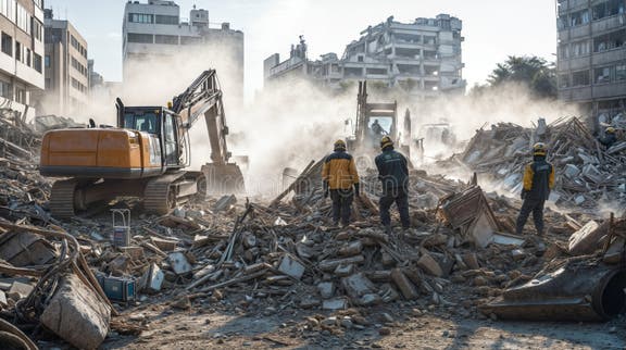 Rescue Workers Assessing Damage after Earthquake in Urban Area Stock ... Rescue Workers Assessing Damage after Earthquake in Urban Area Stock ...
