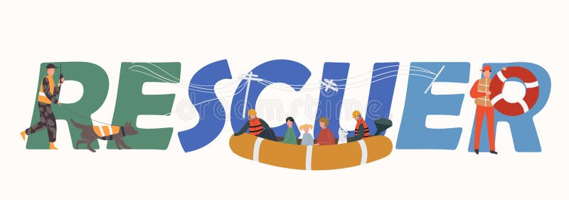 Rescuer Text Concept stock vector. Illustration of symbol - 281190639