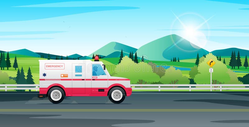 Emergency Vehicles on the Highway. Stock Vector - Illustration of ...