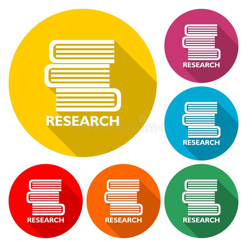 Research with Books Icon with Long Shadow Stock Illustration ...