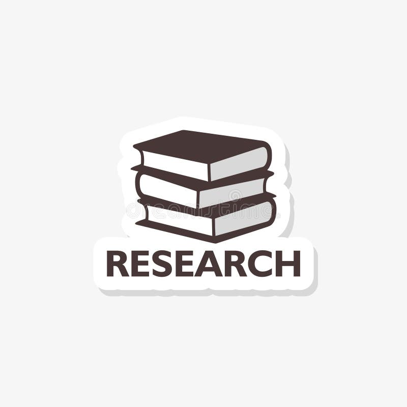 Research with Books Sticker Icon in Trendy Design Style Stock ...