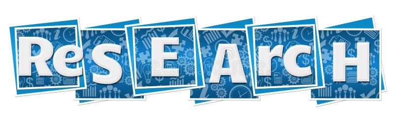 Research Business Symbols on Top Blue Stock Illustration - Illustration ...
