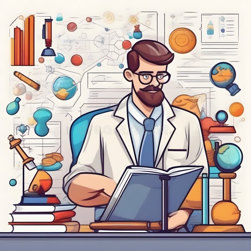 Research Colorful Cartoon Style High Resolution Vector in the Style of ...