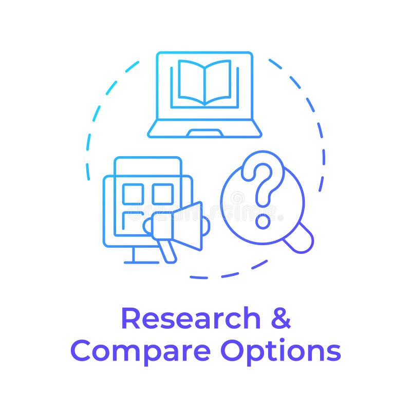 Research and Compare Options Blue Gradient Concept Icon Stock Vector ...