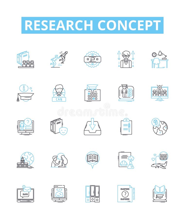 Research Concept Vector Line Icons Set. Analysis, Survey, Experiment ...