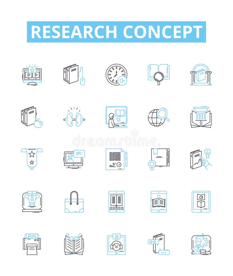 Research Concept Vector Line Icons Set. Analysis, Survey, Experiment ...