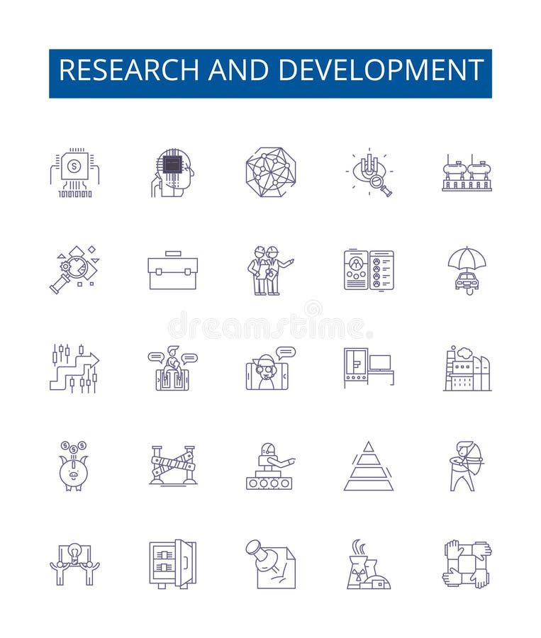 Research and Development Line Icons Signs Set. Design Collection of ...