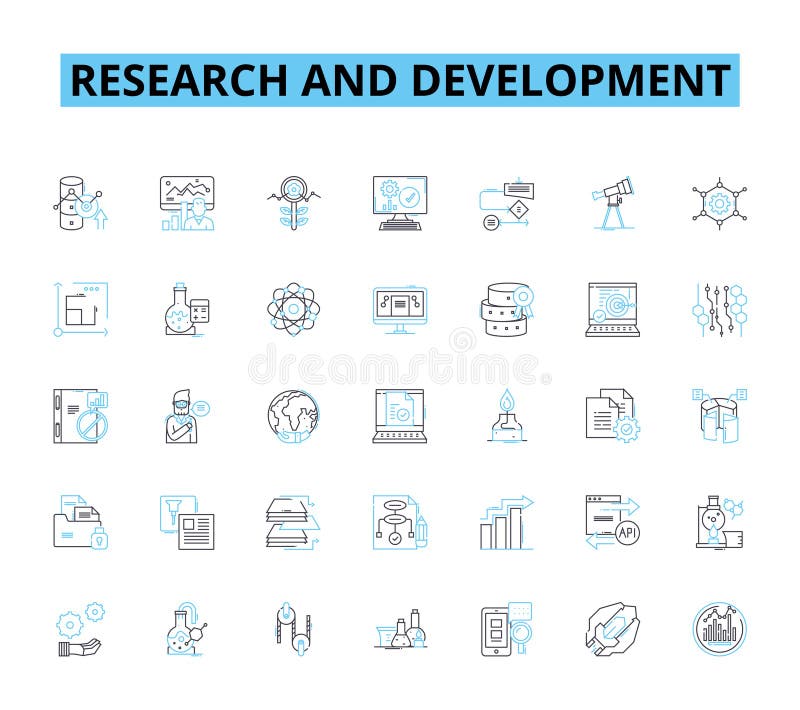 Research and Development Linear Icons Set. Innovation, Experiment ...