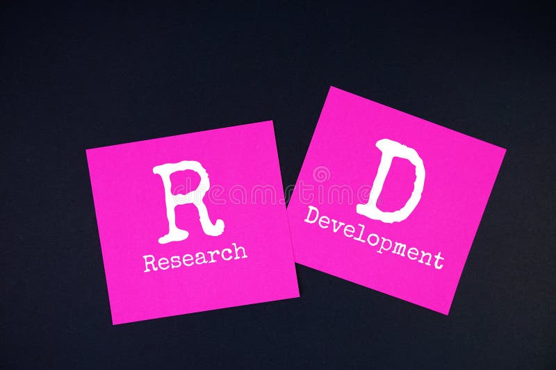 Research and Development (RD) Text Message on Stick Note on Black ...