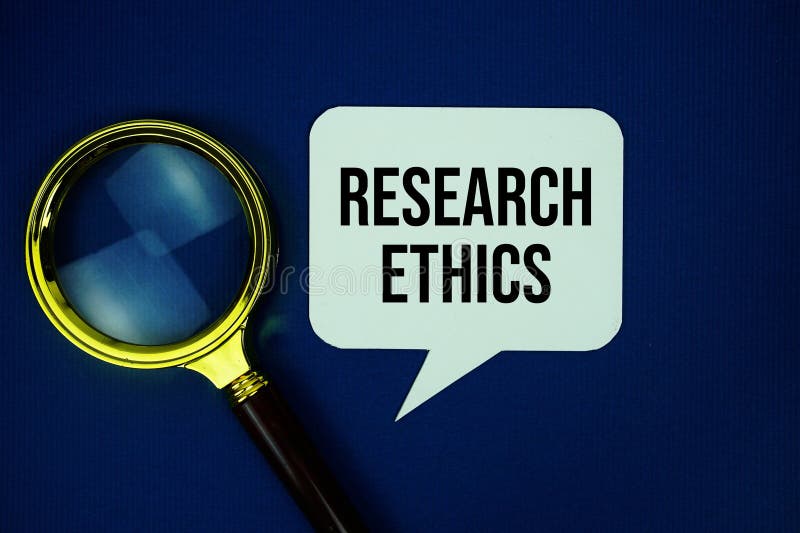 Research Ethics Text on Speech Bubble with Magnifying Glass Top View on ...