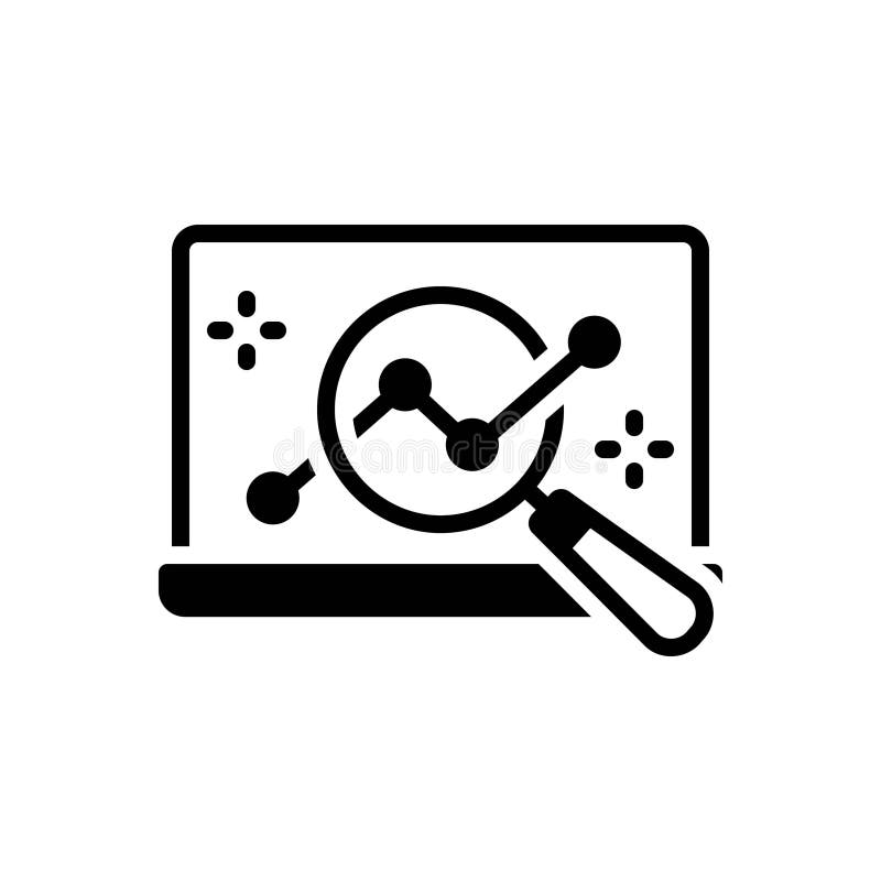 Black Solid Icon for Research, Data and Explore Stock Illustration ...