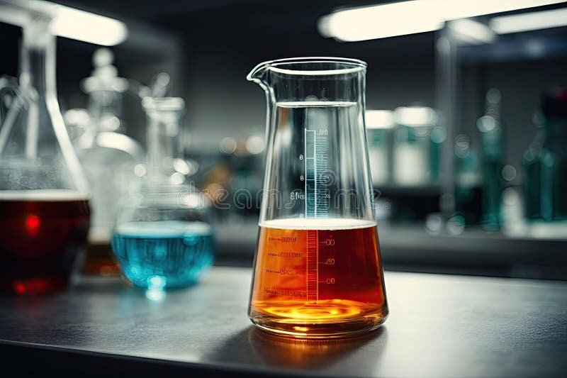 Research and Innovation - Beaker with Formula in Laboratory Stock ...