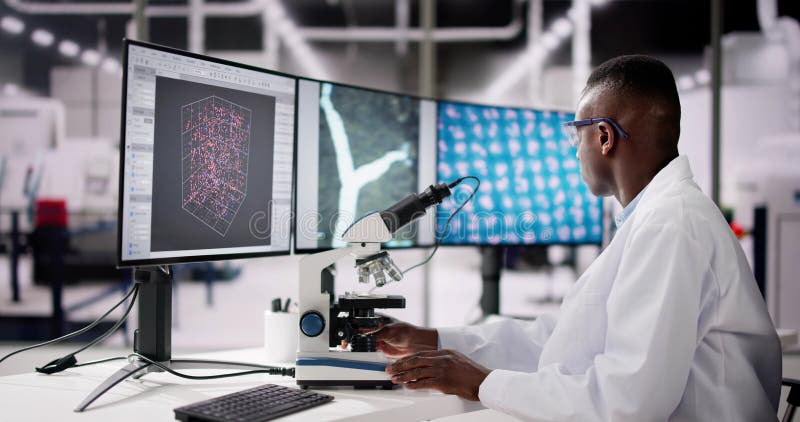 Research Lab Scientist Using Computer Stock Image - Image of research ...