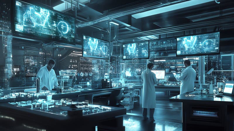 Research Laboratory with Scientists and Advanced Technology Stock ...