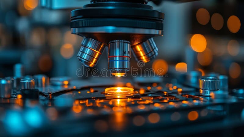 Research in a Laboratory Using an Advanced Microscope To Examine a ...