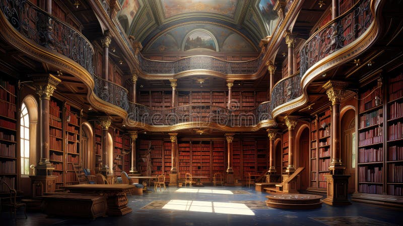 Research large library stock illustration. Illustration of texts ...