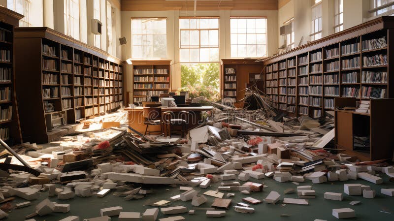 Research Library Earthquake Stock Illustration - Illustration of ...