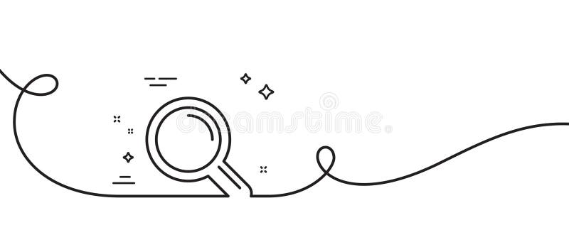 Research Line Icon. Magnifying Glass Sign. Continuous Line with Curl ...