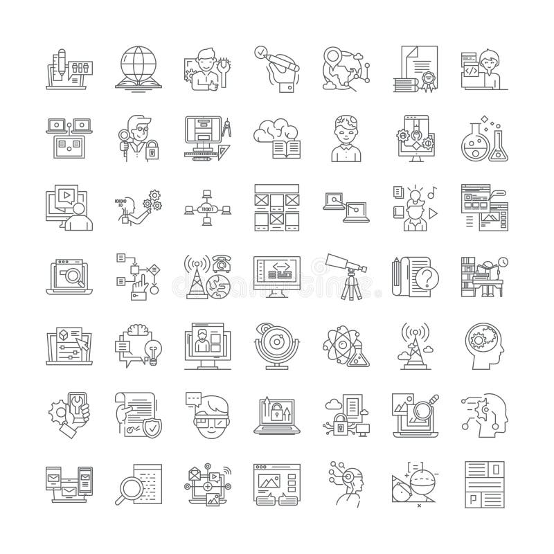 Research Linear Icons, Signs, Symbols Vector Line Illustration Set ... Research Linear Icons, Signs, Symbols Vector Line Illustration Set ...
