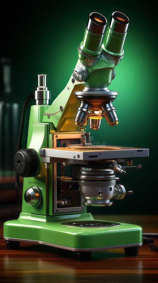 Research Microscope in Greenish Tones Stock Illustration - Illustration ...