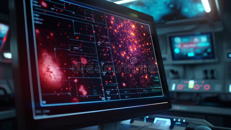 Research Monitors Displaying Stellar Data in Space Lab Stock Image ...