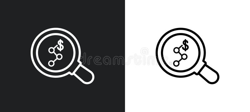 Research Outline Icon in White and Black Colors. Research Flat Vector ...